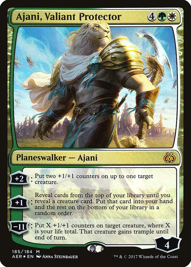 Ajani, Valiant Protector • Legendary Planeswalker — Ajani (Aether Revolt) - MTG Assist