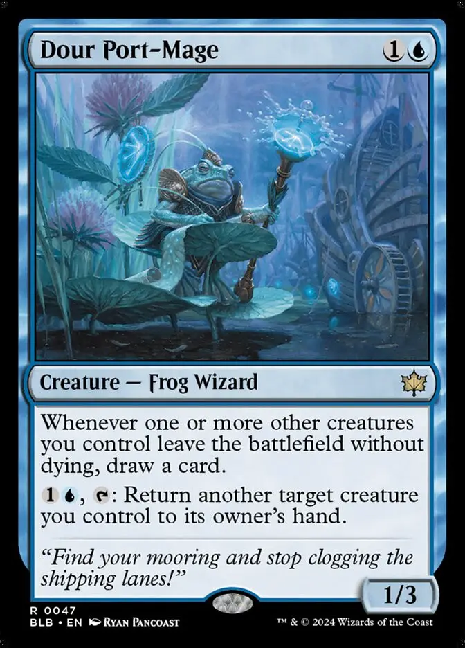 Dour Port-Mage • Creature — Frog Wizard (Bloomburrow) - MTG Assist