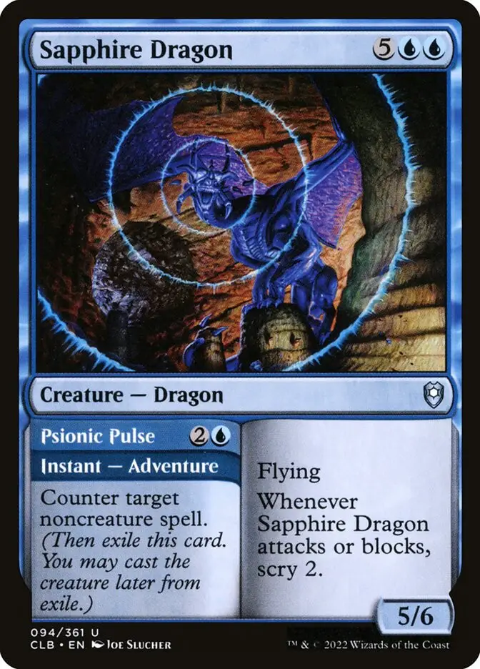 Sapphire Dragon // Psionic Pulse • Creature — Dragon // Instant — Adventure (Commander Legends ...