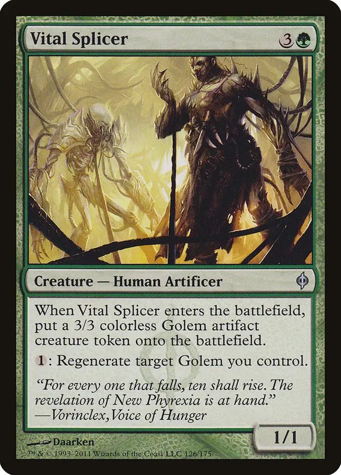 Vital Splicer • Creature — Phyrexian Human Artificer (New Phyrexia) - MTG Assist