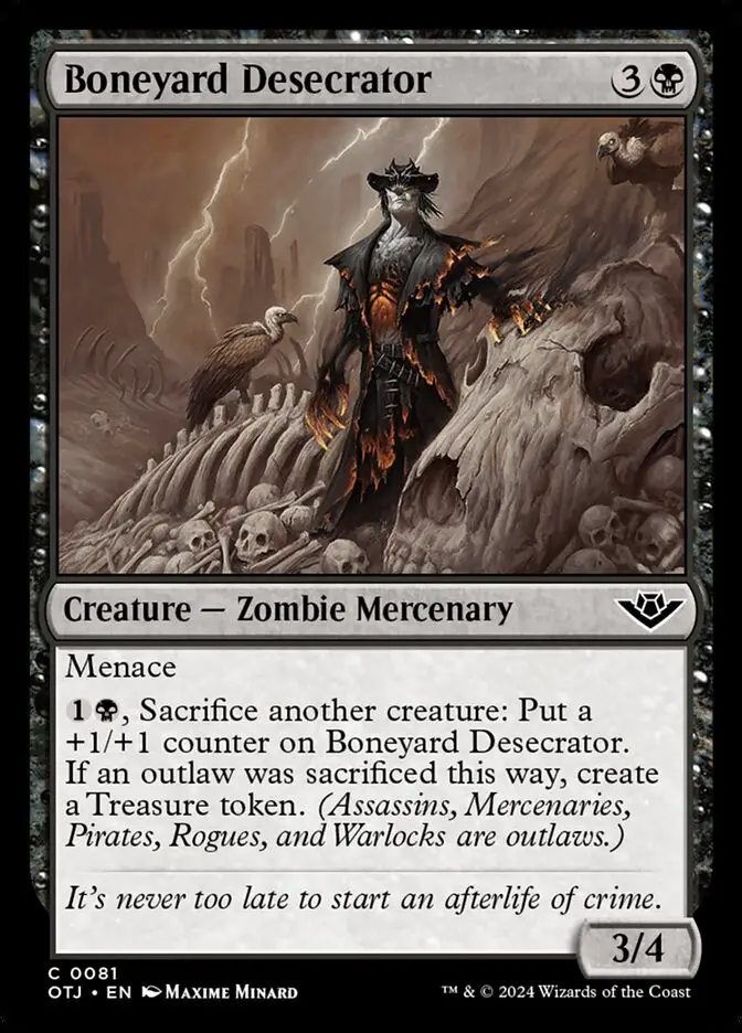 Boneyard Desecrator • Creature — Zombie Mercenary (Outlaws of Thunder Junction) - MTG Assist