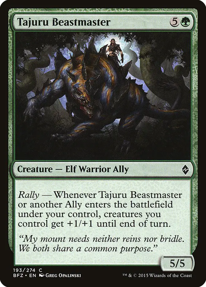 Tajuru Beastmaster • Creature — Elf Warrior Ally (Battle for Zendikar ...