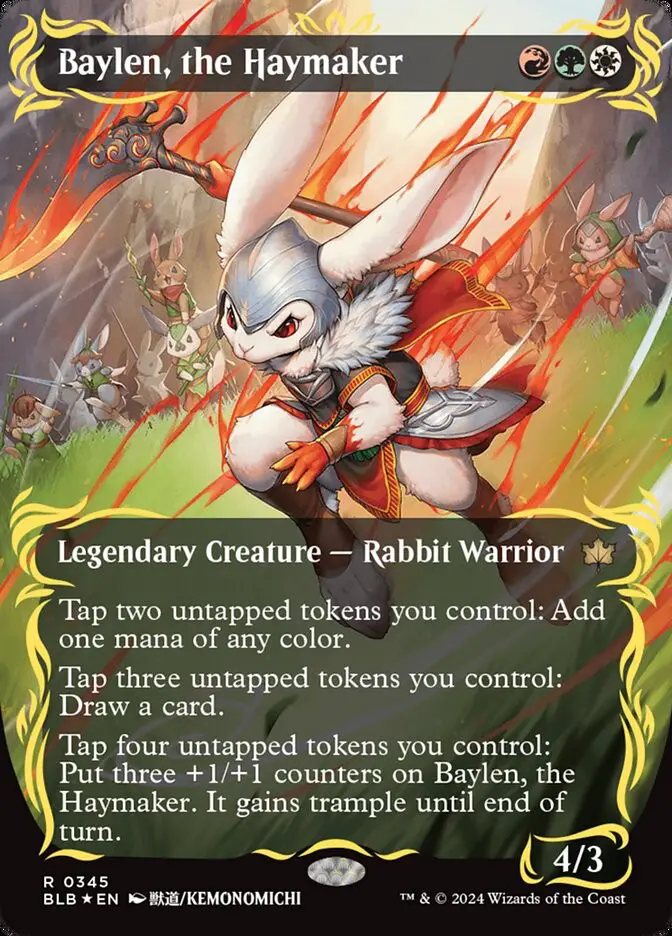 Baylen, the Haymaker • Legendary Creature — Rabbit Warrior (Bloomburrow ...