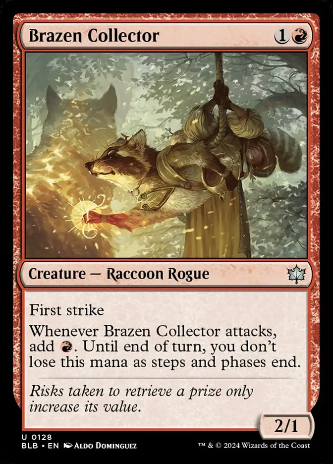 Brazen Collector • Creature — Raccoon Rogue (Bloomburrow) - MTG Assist