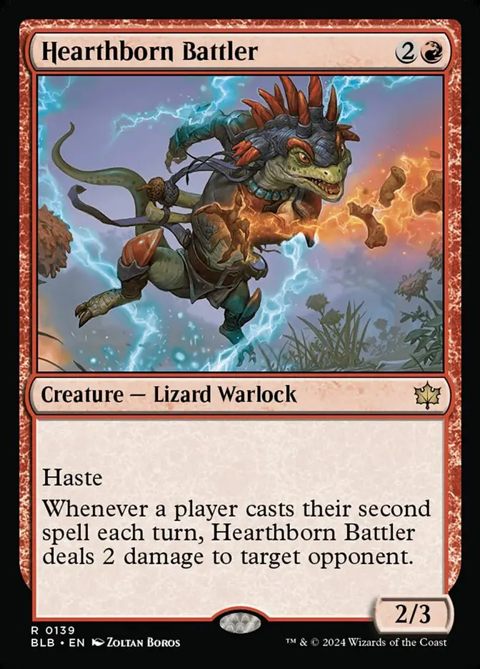 Hearthborn Battler • Creature — Lizard Warlock (Bloomburrow) - MTG Assist