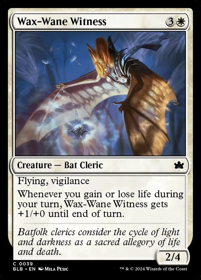 Wax-Wane Witness • Creature — Bat Cleric (Bloomburrow) - MTG Assist