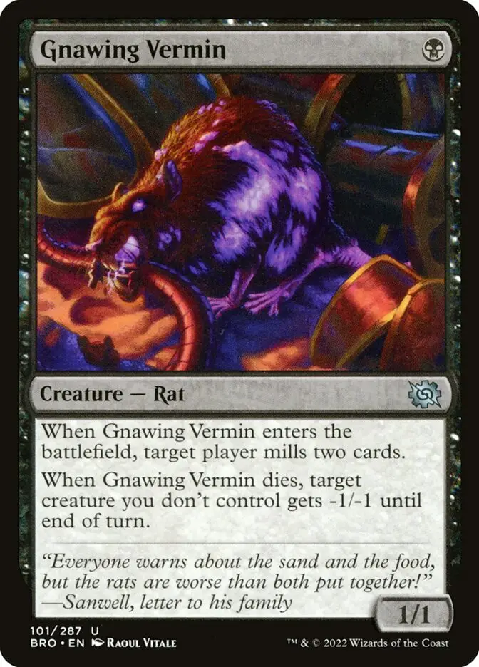 Gnawing Vermin • Creature — Rat (The Brothers' War) - MTG Assist