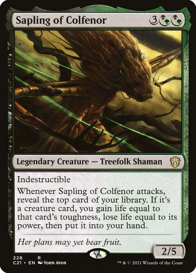 Sapling of Colfenor • Legendary Creature — Treefolk Shaman (Commander ...