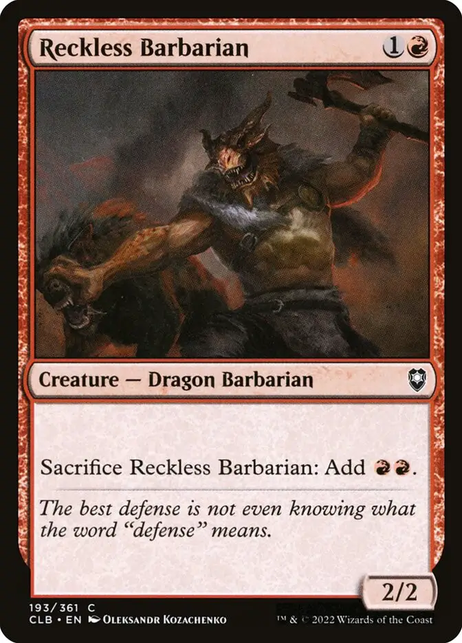 Reckless Barbarian • Creature — Dragon Barbarian (Commander Legends ...
