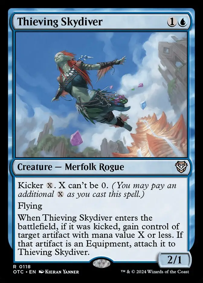 Thieving Skydiver • Creature — Merfolk Rogue (Outlaws of Thunder Junction Commander) - MTG Assist