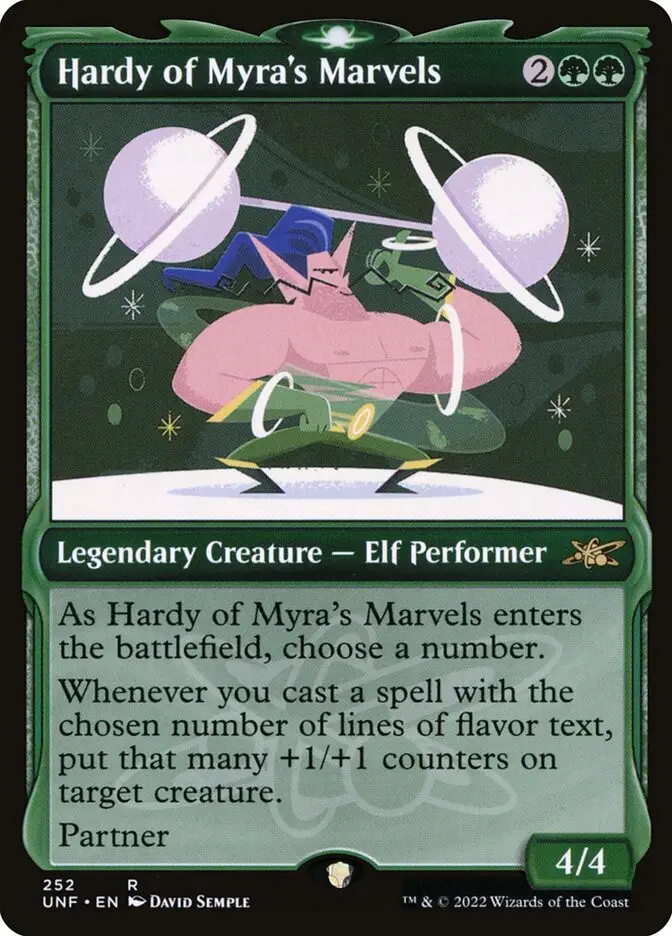 Hardy of Myra's Marvels • Legendary Creature — Elf Performer (Unfinity ...